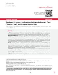 Barriers to Interconception Care Delivery in Primary Care: Clinician ...
