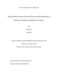 Beyond What is Written: Enslaved Women and the Production of ...
