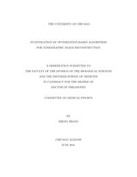INVESTIGATION OF OPTIMIZATION-BASED ALGORITHMS FOR TOMOGRAPHIC IMAGE ...