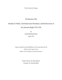 The Business Plot: Smedley D. Butler, Anti-Democratic Dissidence, and ...