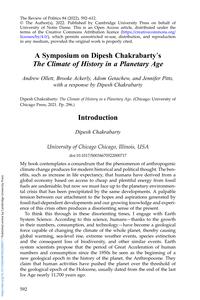 A Symposium on Dipesh Chakrabarty’s The Climate of History in a ...