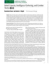 Rebel Capacity, Intelligence Gathering, and Combat Tactics