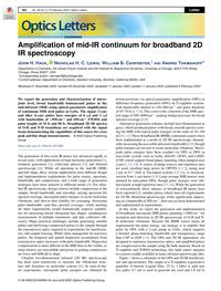Amplification of mid-IR continuum for broadband 2D IR spectroscopy