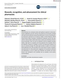 Rewards, recognition, and advancement for clinical pharmacists