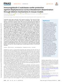 Immunoglobulin G subclasses confer protection against Staphylococcus ...