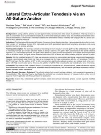 Lateral Extra-Articular Tenodesis via an All-Suture Anchor