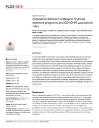 Association between statewide financial incentive programs and COVID-19 ...