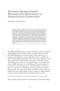 Exploring Microenterprise Programs: Self-Employment in Disadvantaged ...