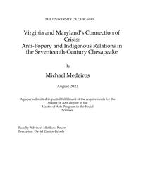 Virginia and Maryland's Connection of Crisis: Anti-Popery and ...