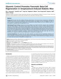 Glycemic Control Promotes Pancreatic Beta-Cell Regeneration in ...